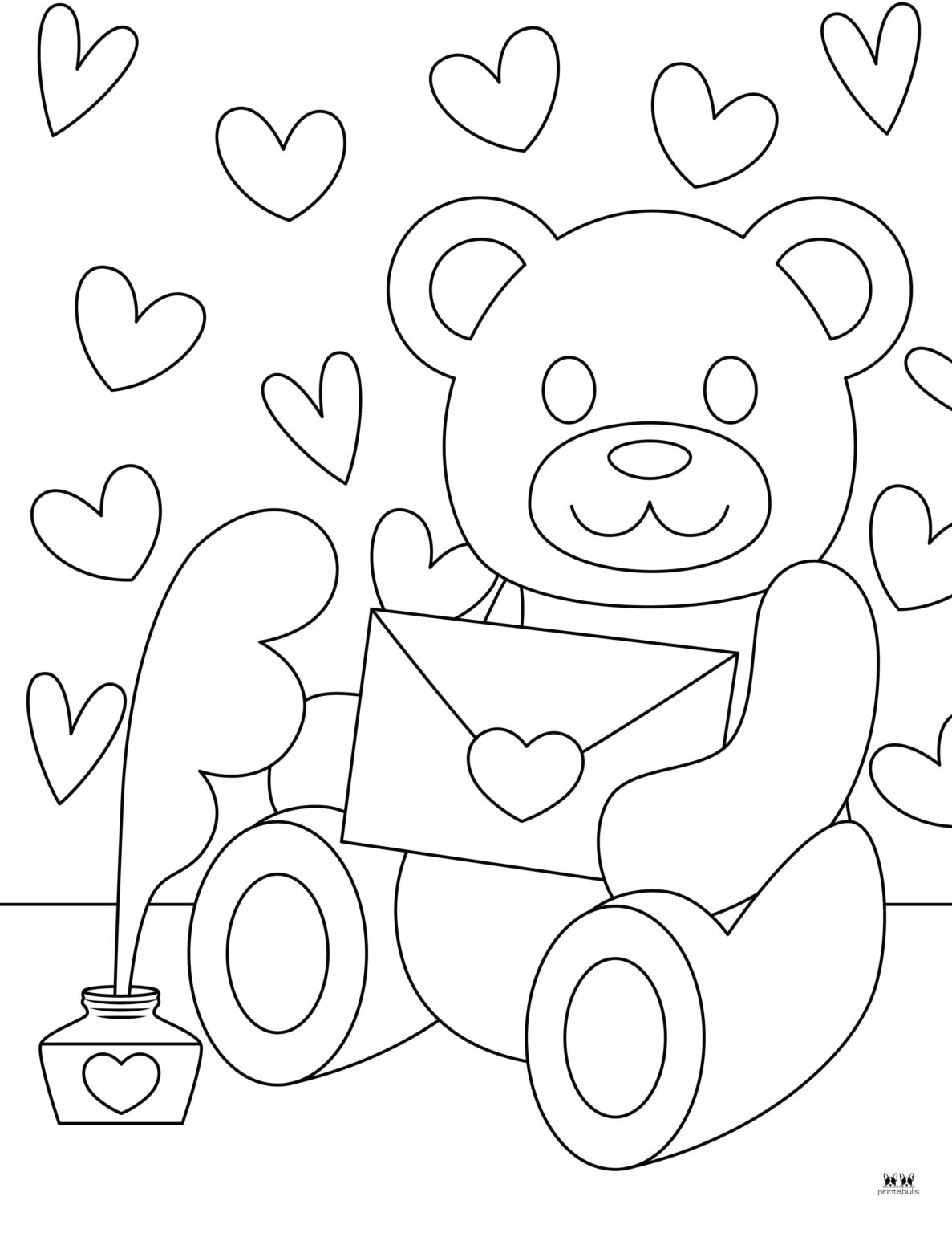 Teddy Bear Valentine's Day Coloring Pages | Printabulls