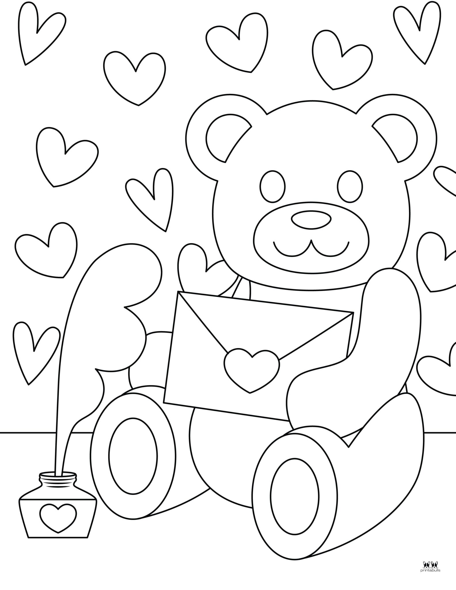 Teddy Bear Valentine's Day Coloring Pages | Printabulls