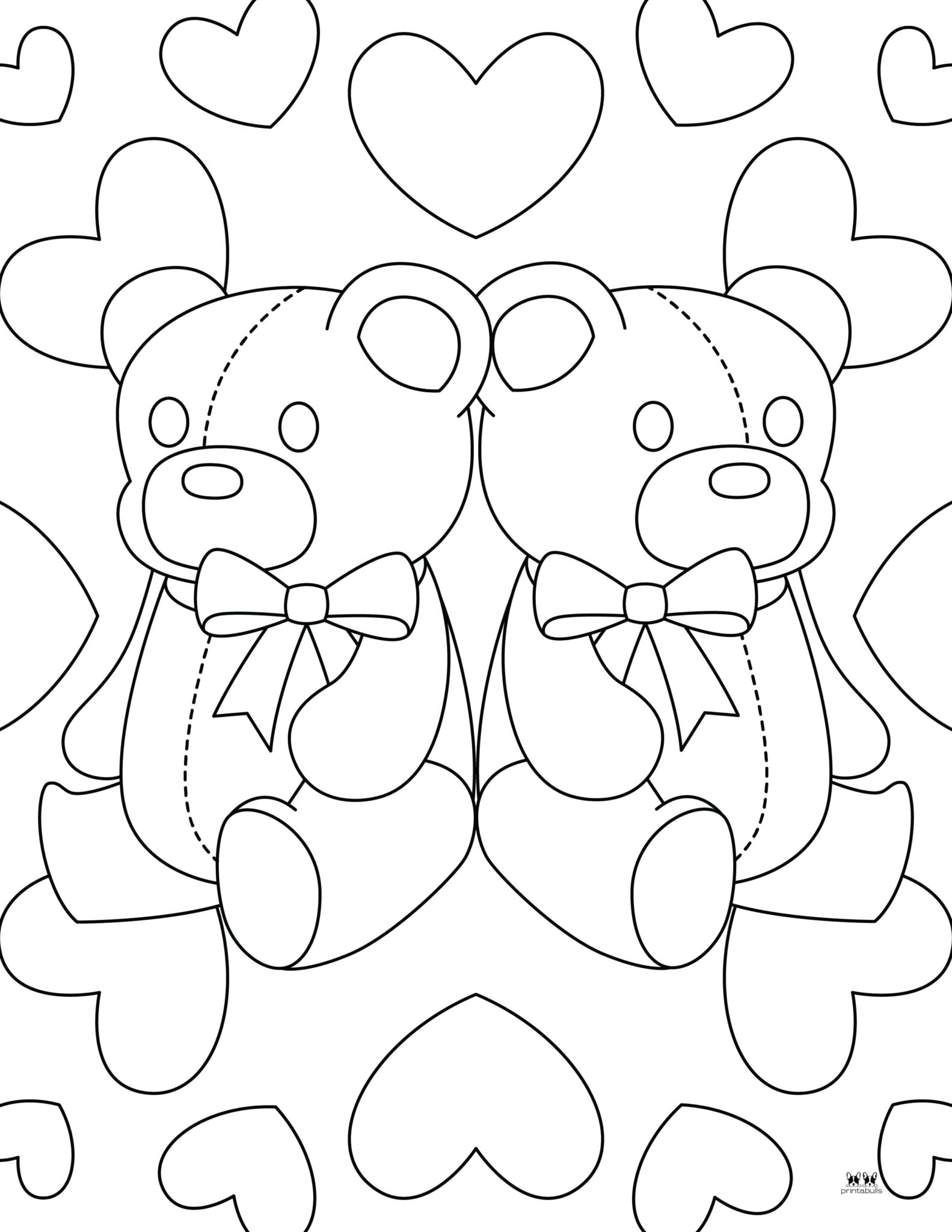 Teddy Bear Valentine's Day Coloring Pages | Printabulls