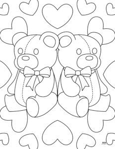 Teddy Bear Valentine's Day Coloring Pages - PrintaBulk