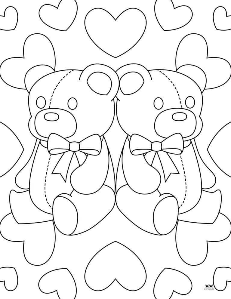 Teddy Bear Valentine's Day Coloring Pages | Printabulls