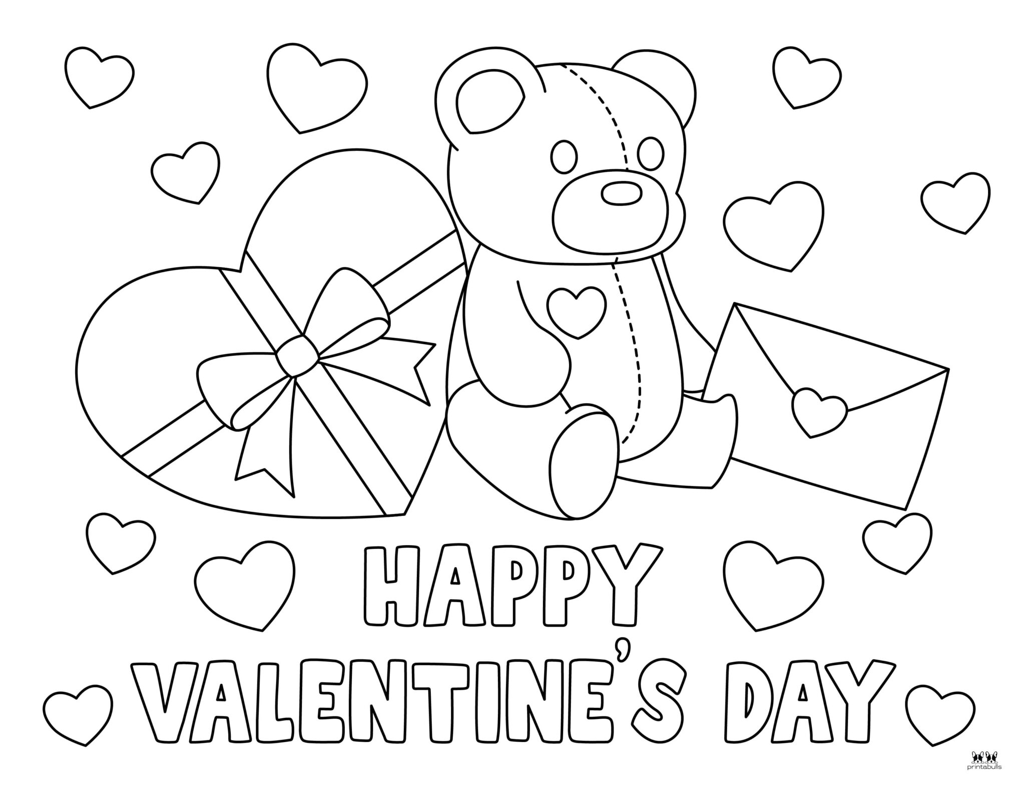Teddy Bear Valentine's Day Coloring Pages - PrintaBulk