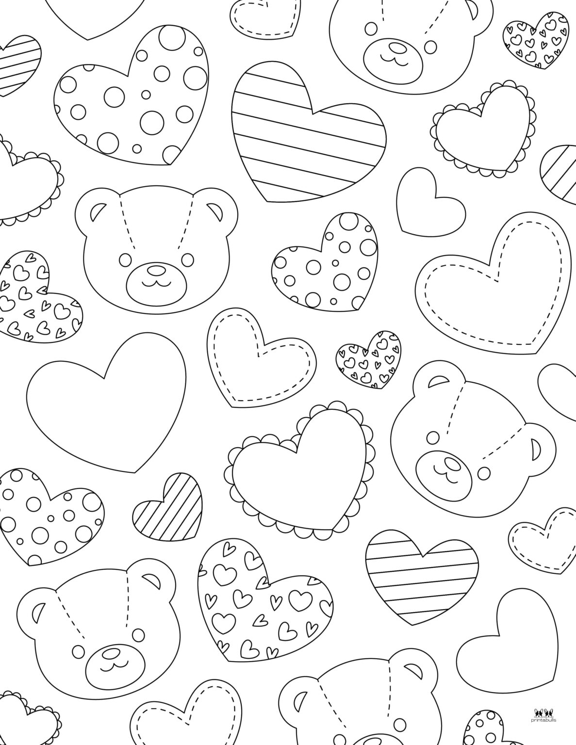 Teddy Bear Valentine's Day Coloring Pages - PrintaBulk