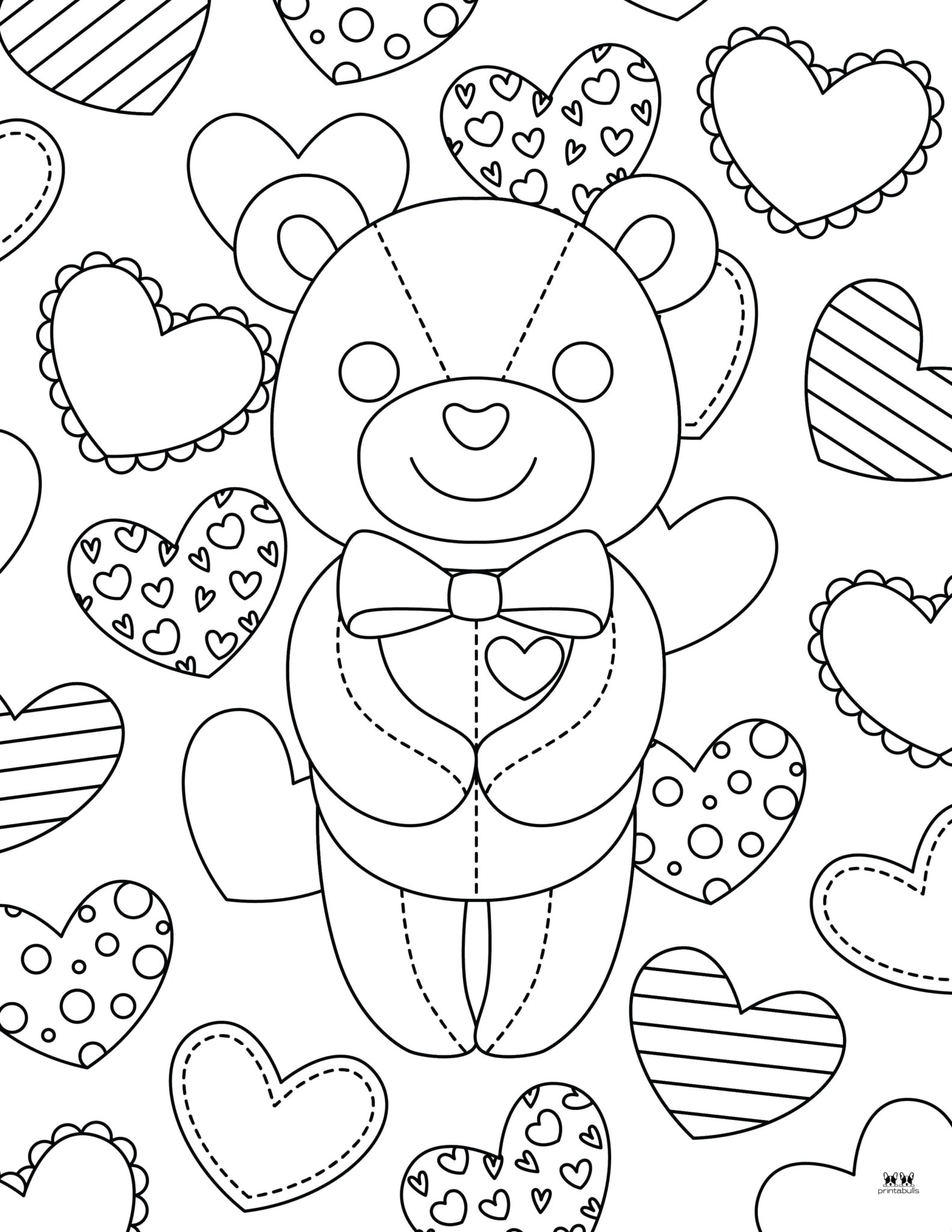 Teddy Bear Valentine's Day Coloring Pages - PrintaBulk
