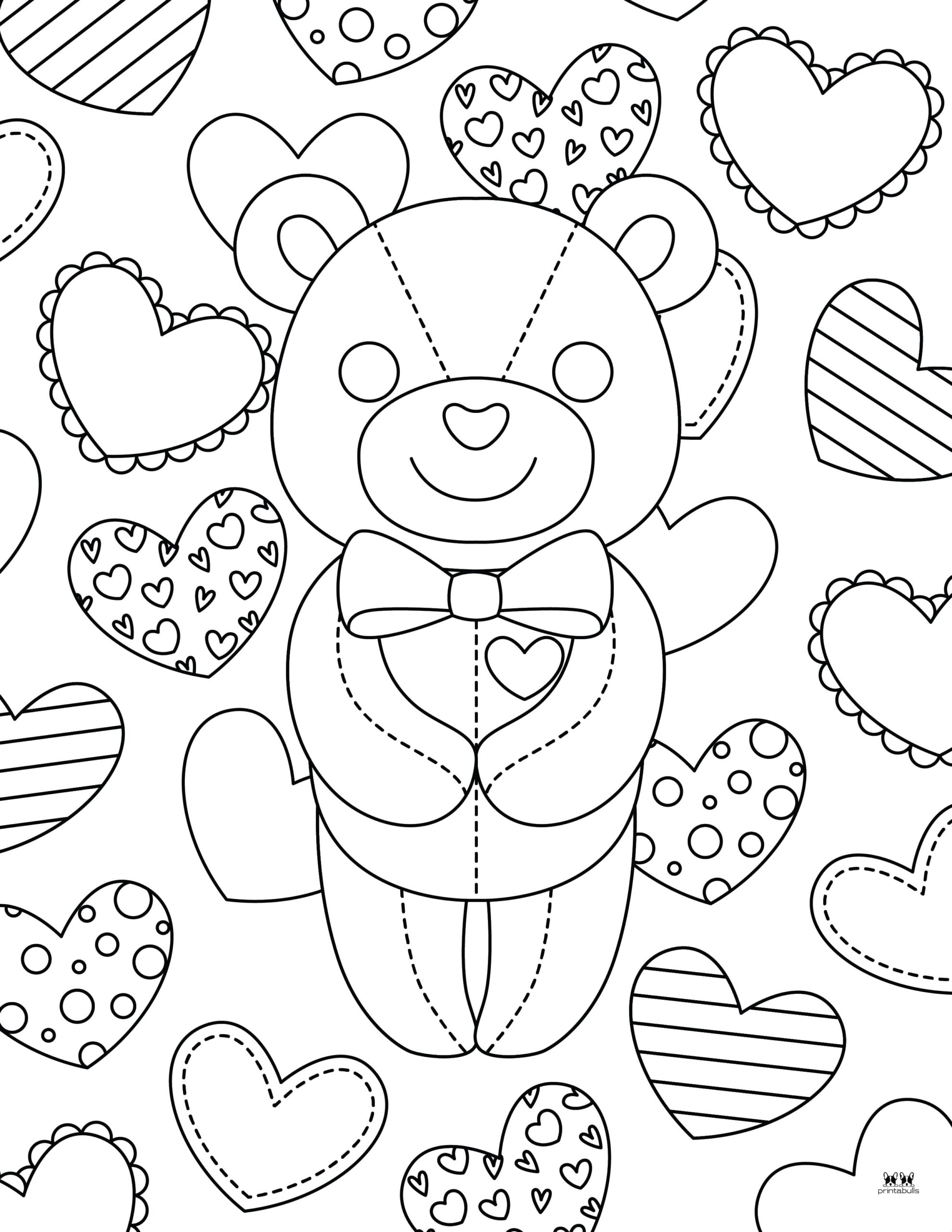 Teddy Bear Valentine's Day Coloring Pages | Printabulls