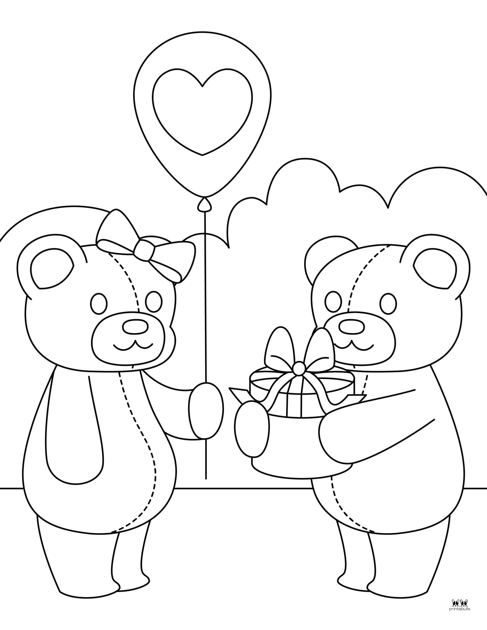 Teddy Bear Valentine's Day Coloring Pages | Printabulls