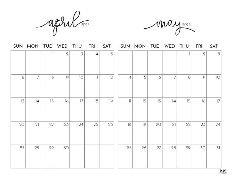 2025 Two Month Calendars - 84 FREE Printables | Printabulls