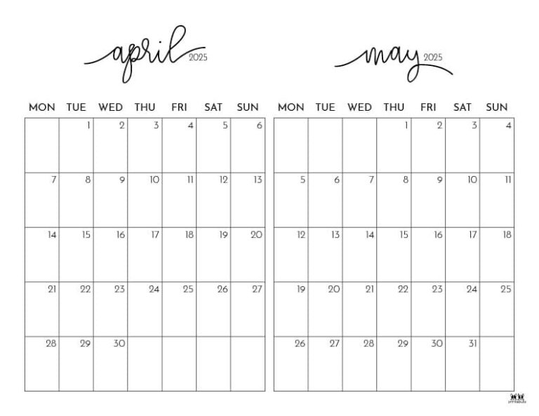 2025 Two Month Calendars - 84 FREE Printables | Printabulls