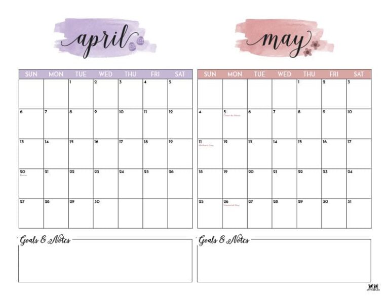 2025 Two Month Calendars - 84 FREE Printables | Printabulls