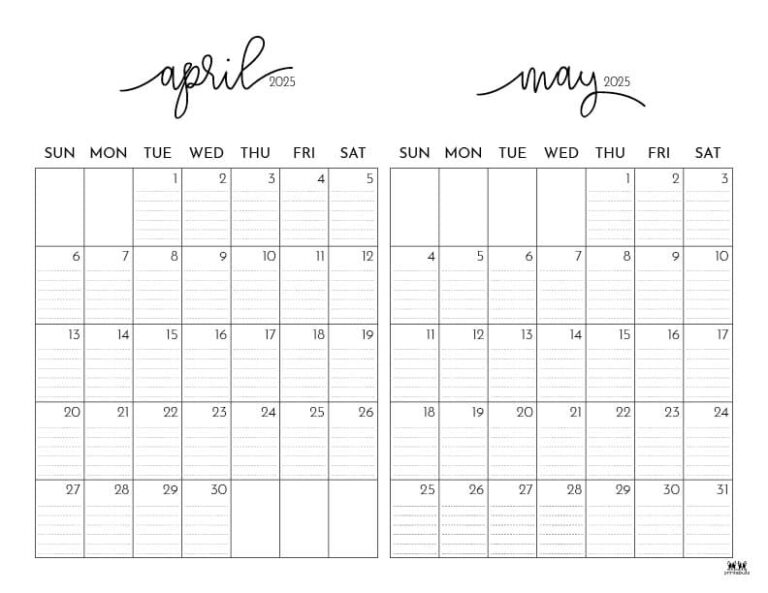 2025 Two Month Calendars - 84 FREE Printables | Printabulls
