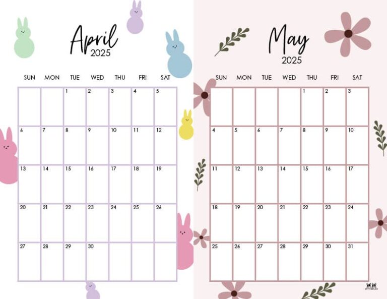 2025 Two Month Calendars - 84 FREE Printables | Printabulls