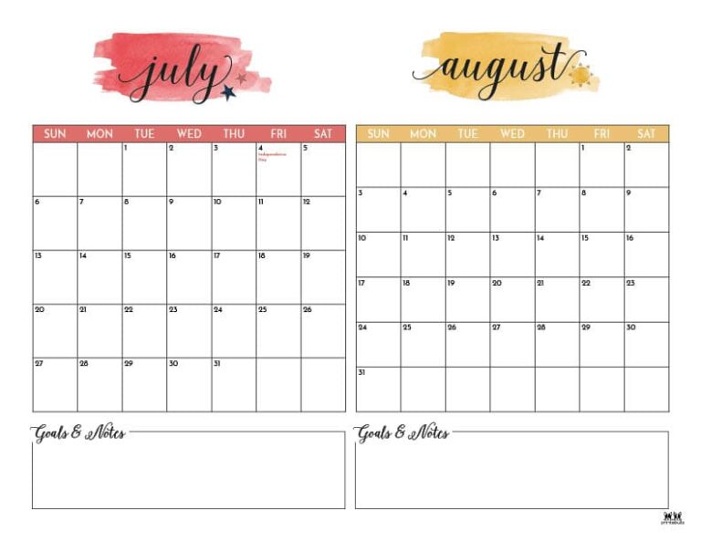 2025 Two Month Calendars - 84 FREE Printables | Printabulls