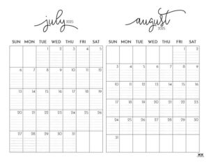 2025 Two Month Calendars - 84 FREE Printables | Printabulls