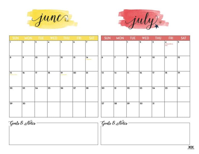 2025 Two Month Calendars - 84 FREE Printables | Printabulls