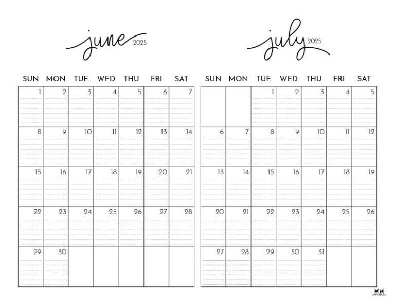 2025 Two Month Calendars - 84 FREE Printables | Printabulls