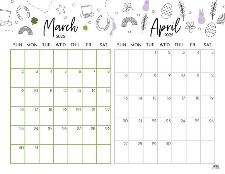 2025 Two Month Calendars - 84 FREE Printables | Printabulls