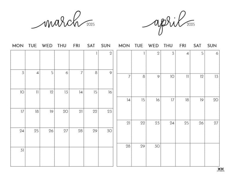 2025 Two Month Calendars - 84 FREE Printables | Printabulls