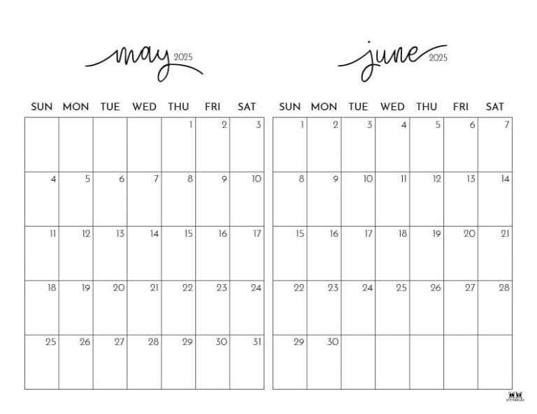 2025 Two Month Calendars - 84 FREE Printables | Printabulls
