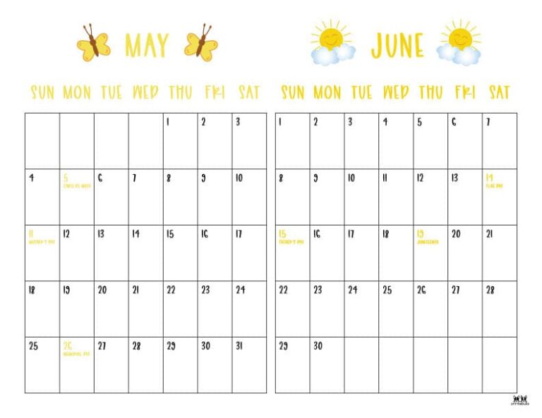 2025 Two Month Calendars - 84 FREE Printables | Printabulls