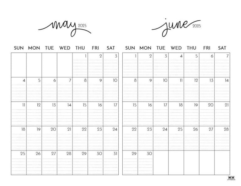 2025 Two Month Calendars - 84 FREE Printables | Printabulls
