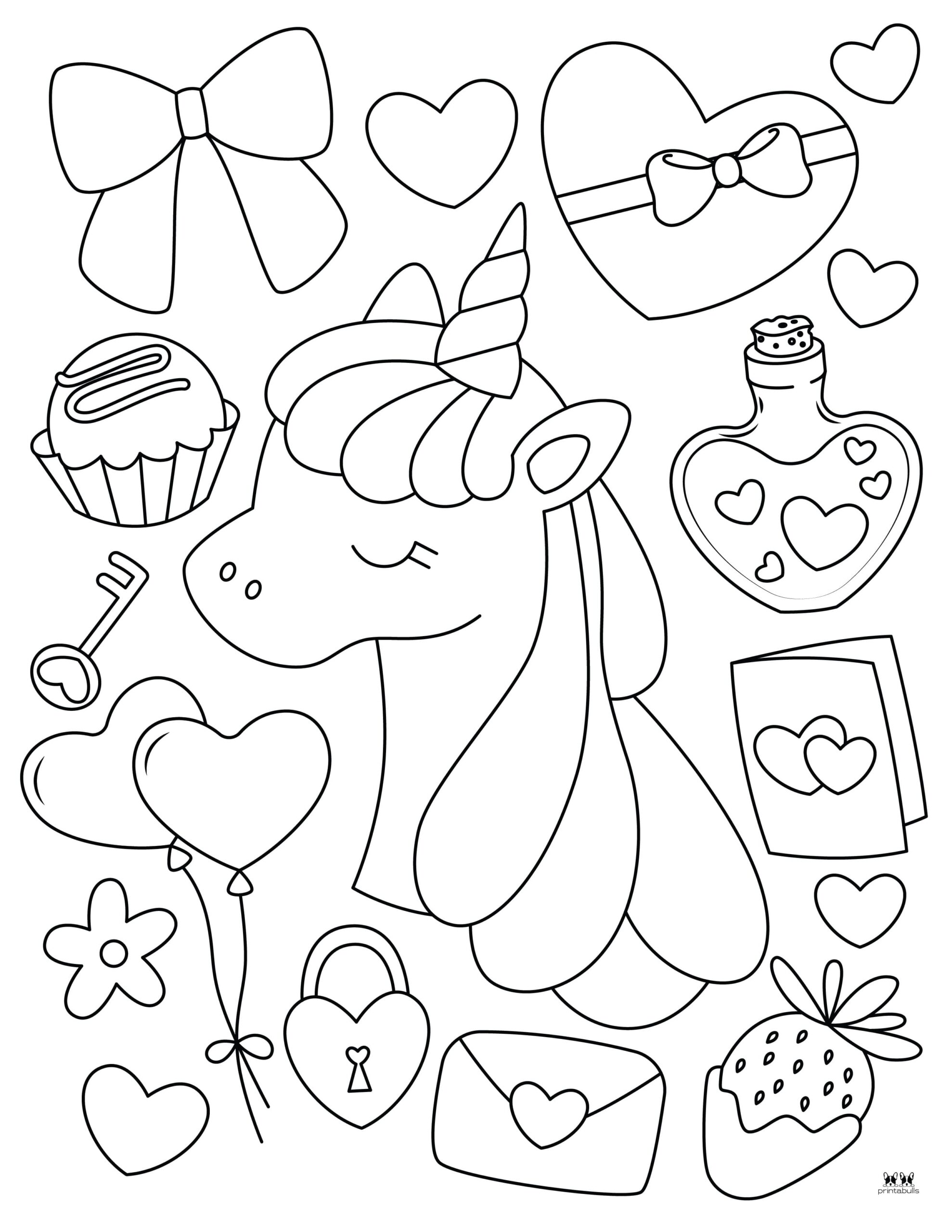 Unicorn Valentine's Day Coloring Pages - FREE | Printabulls