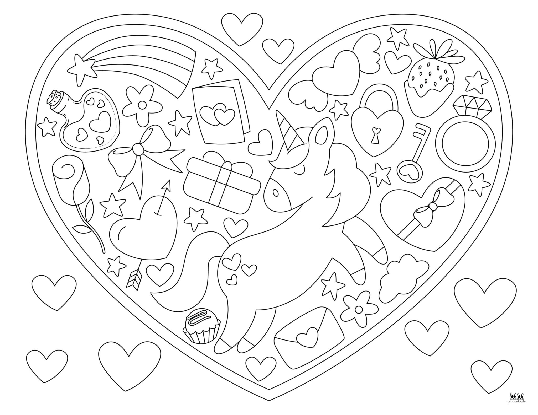 Unicorn Valentine's Day Coloring Pages - FREE | Printabulls