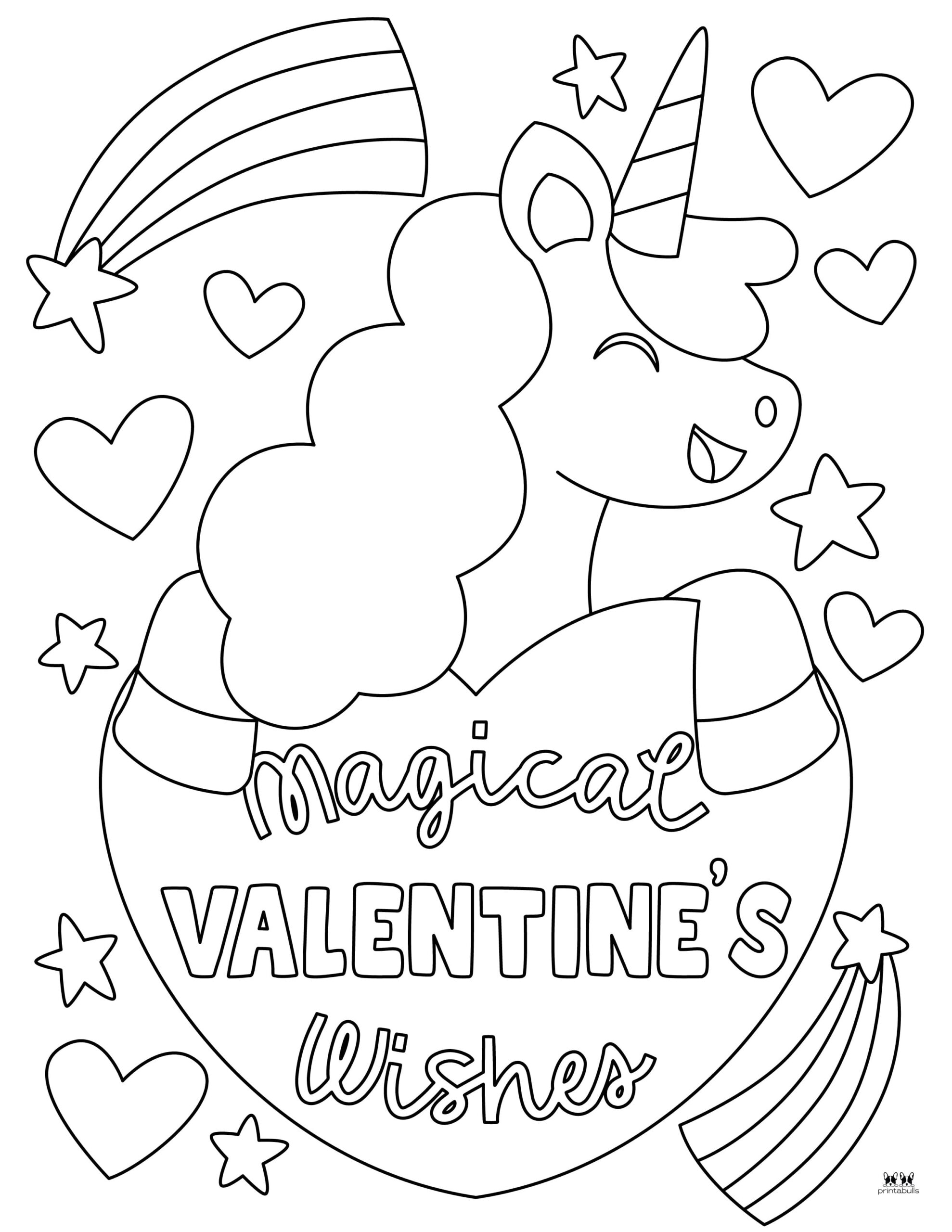 Unicorn Valentine's Day Coloring Pages - FREE | Printabulls