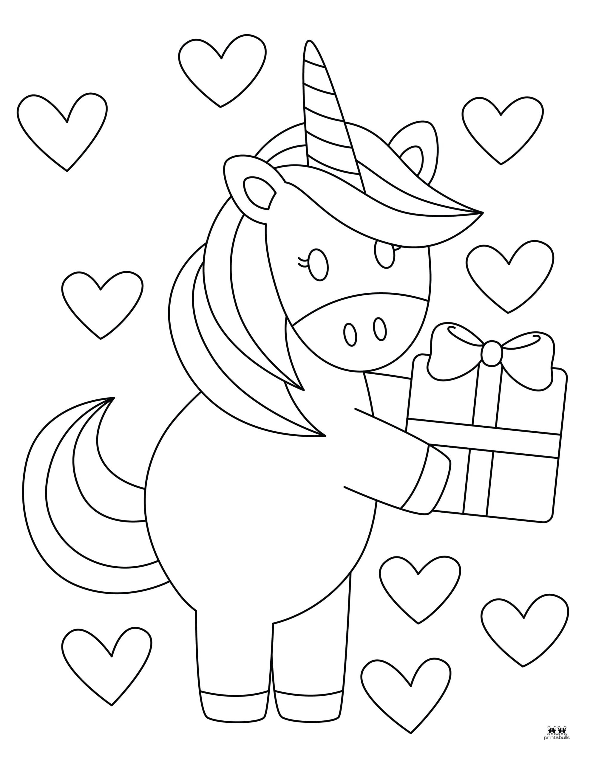 Unicorn Valentine's Day Coloring Pages - FREE | Printabulls