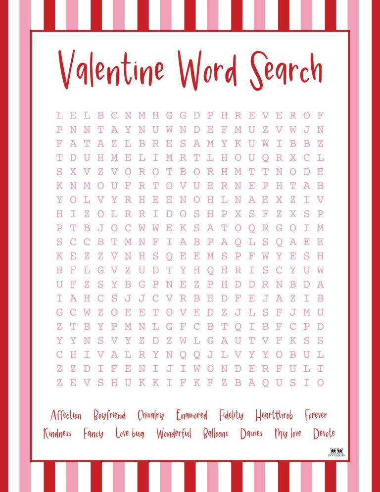 Valentine's Day Word Searches - 20 FREE Pages | Printabulls