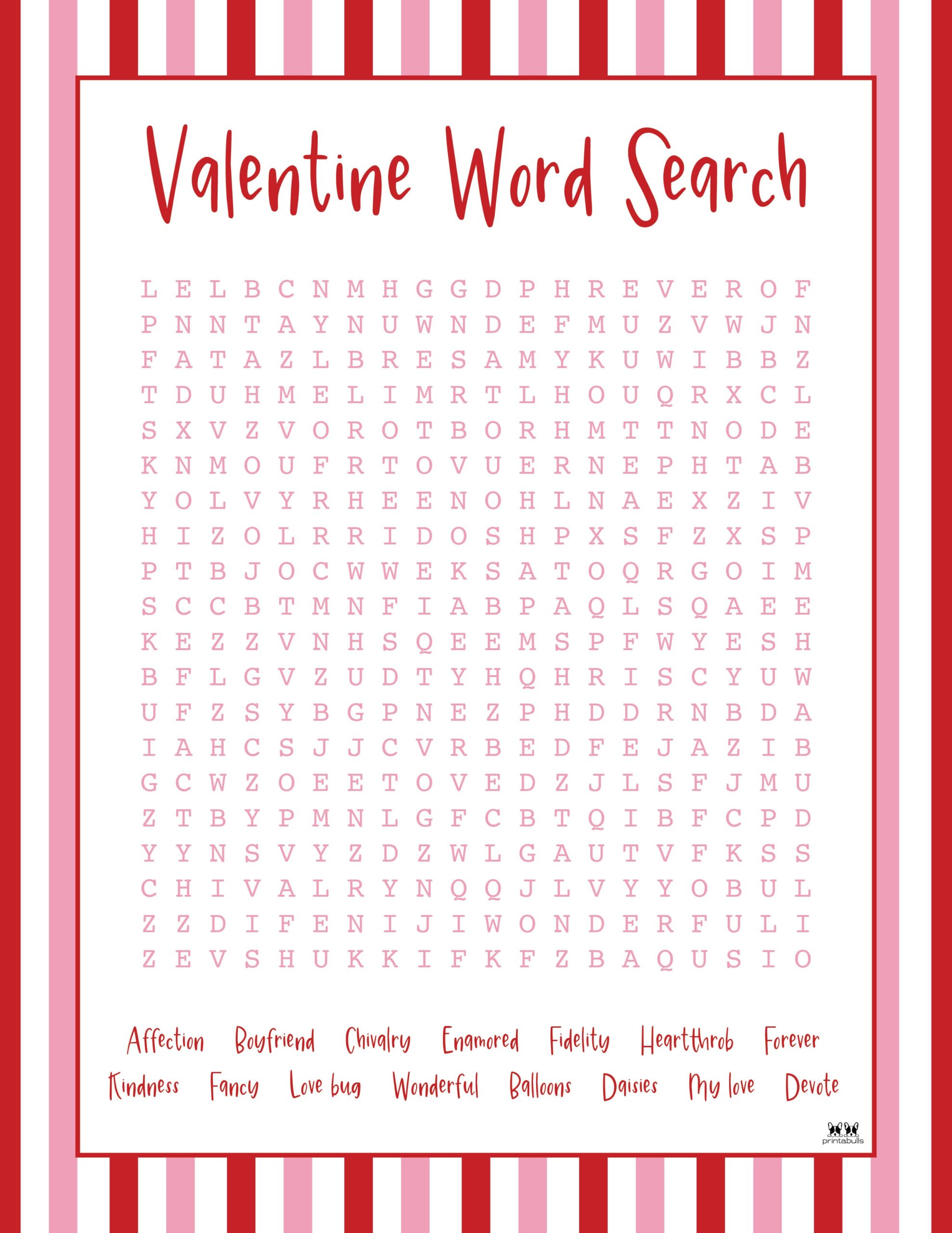 Valentine's Day Word Searches - 20 FREE Pages - PrintaBulk