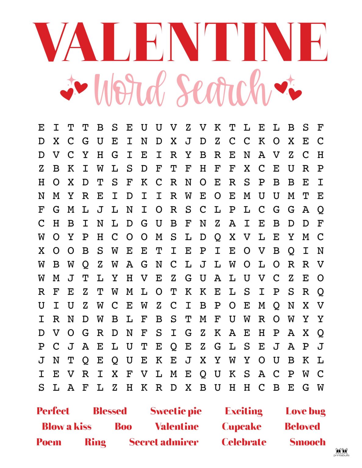 Valentine's Day Word Searches - 20 FREE Pages | Printabulls