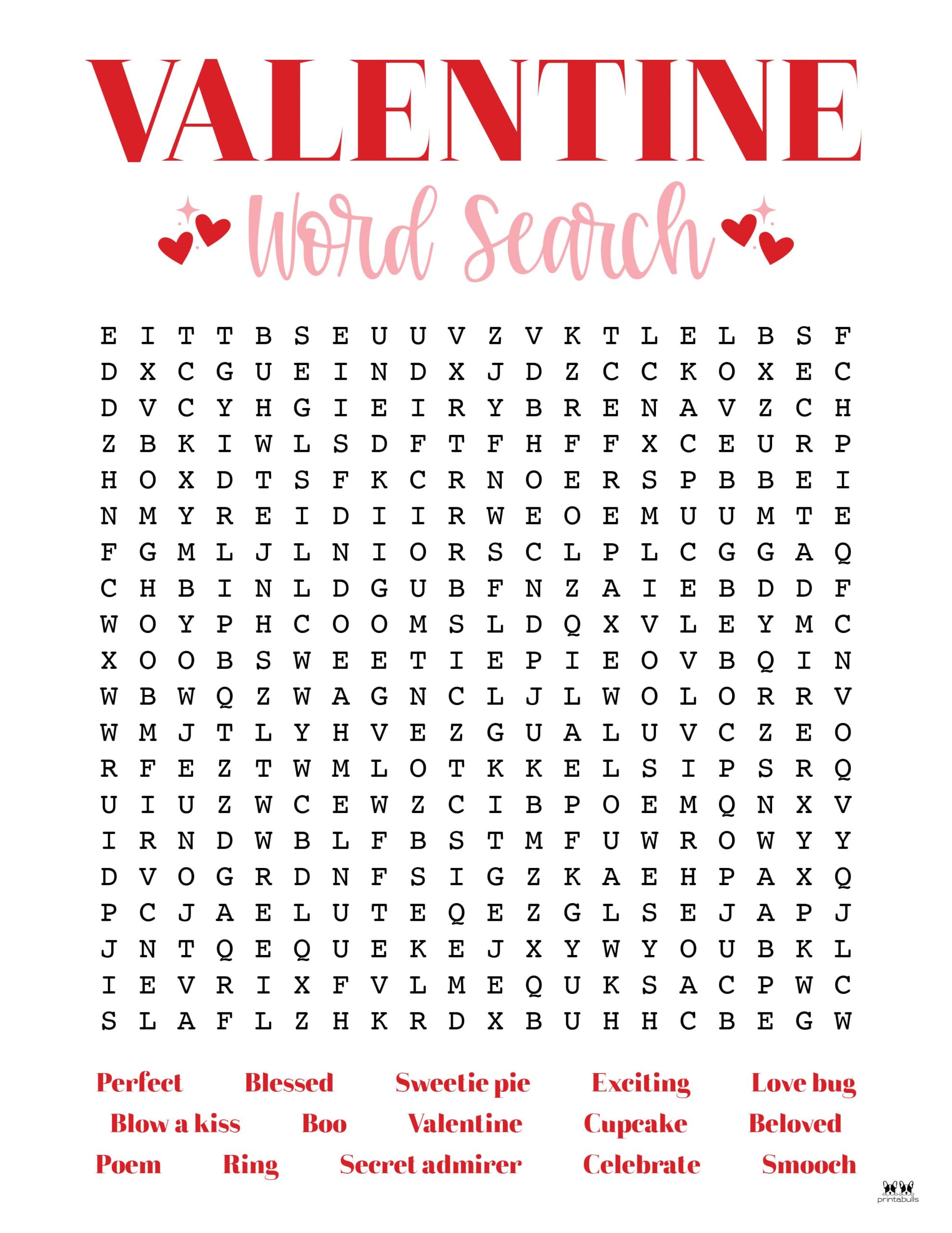 Valentine's Day Word Searches - 20 FREE Pages | Printabulls
