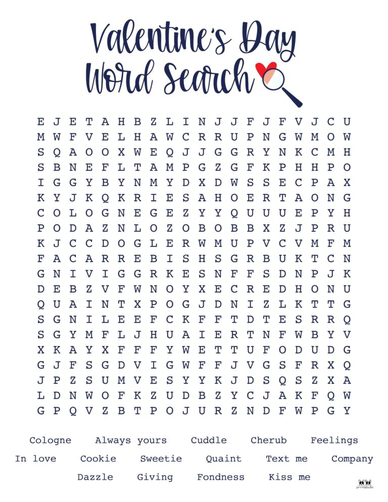 Valentine's Day Word Searches - 20 FREE Pages | Printabulls