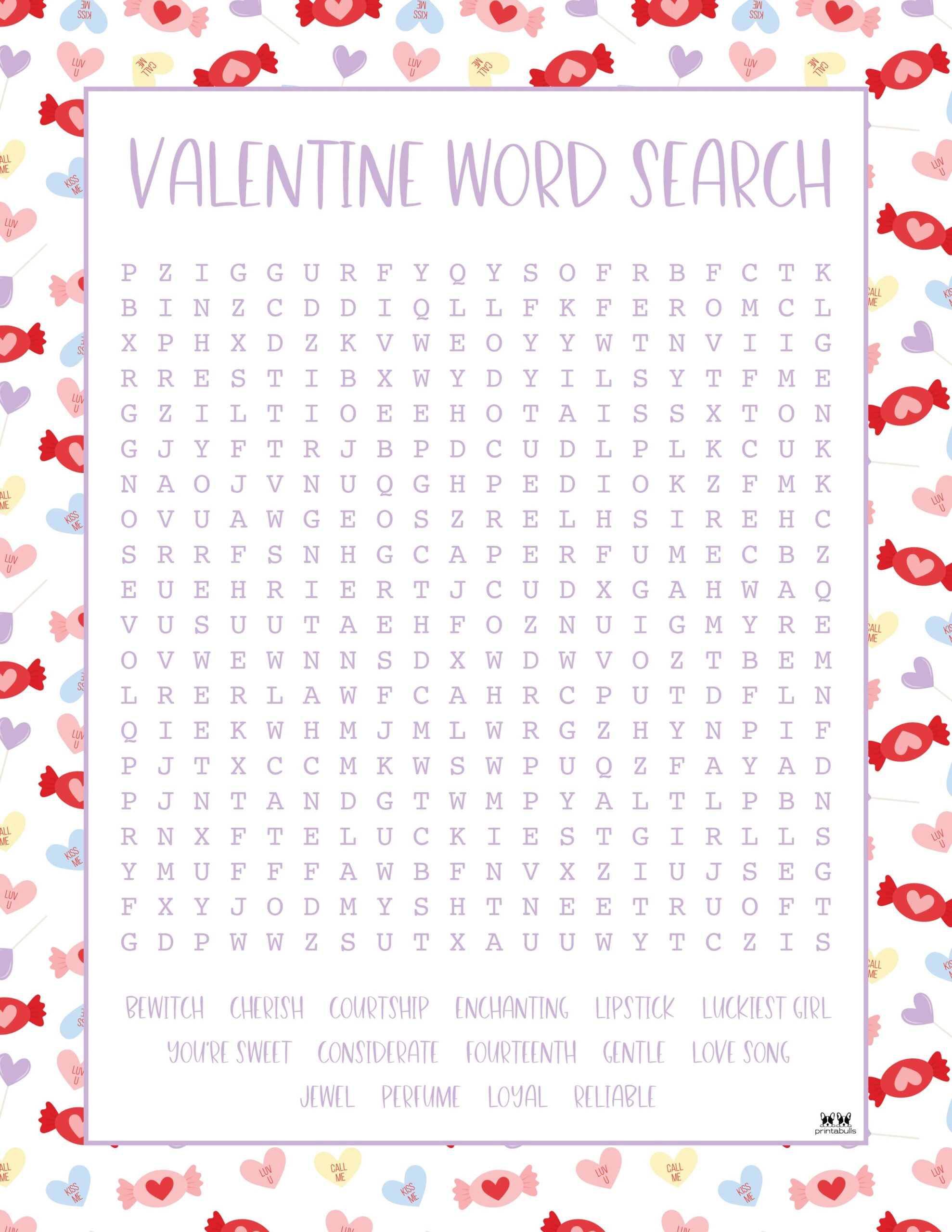 Valentine's Day Word Searches - 20 FREE Pages | Printabulls