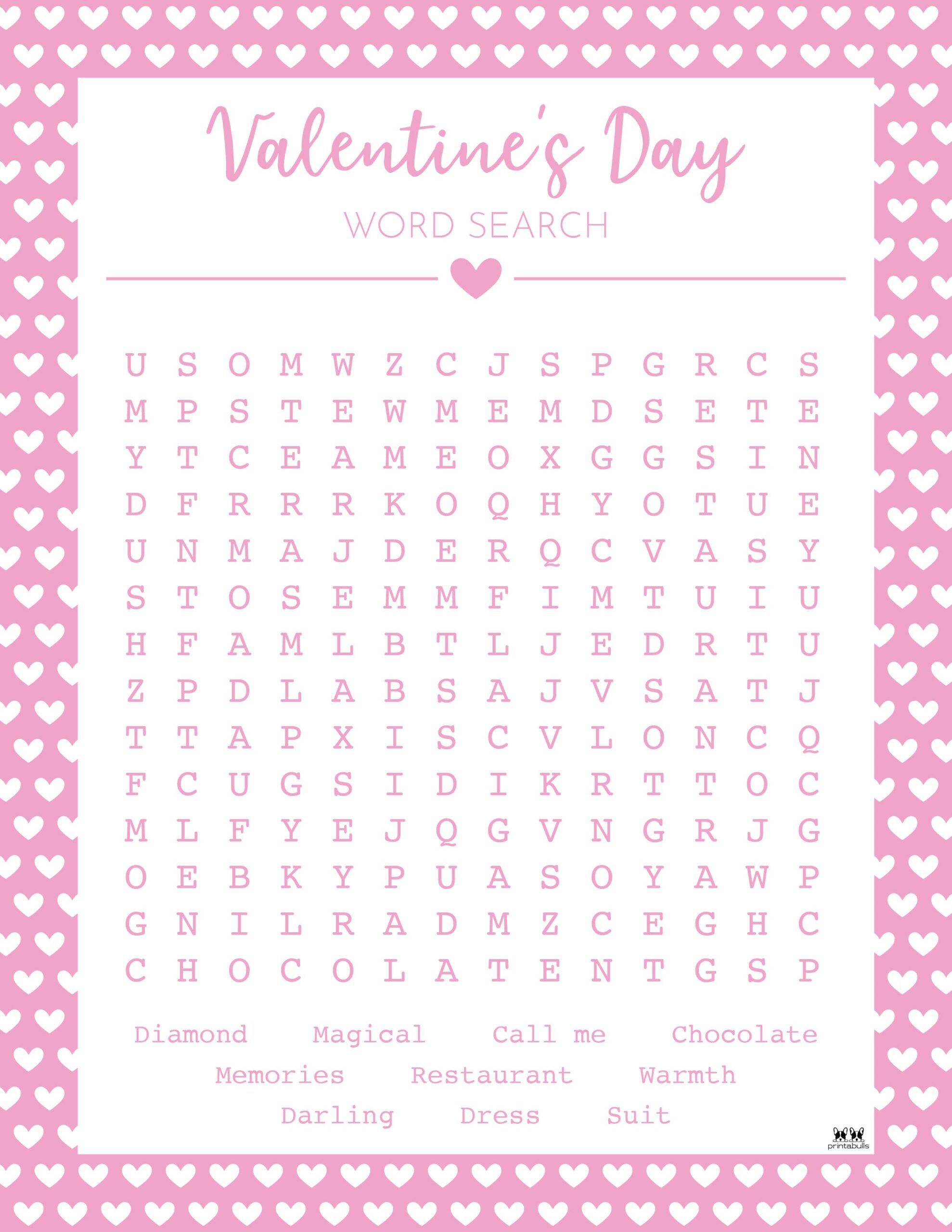 Valentine's Day Word Searches - 20 FREE Pages | Printabulls