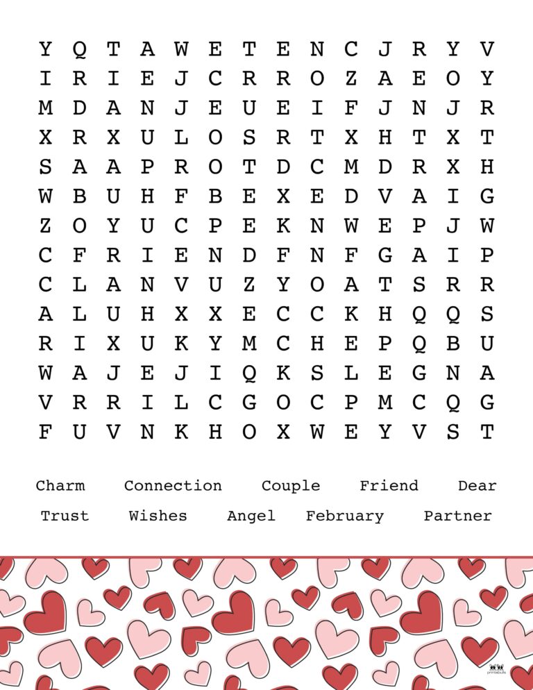 Valentine's Day Word Searches - 20 FREE Pages | Printabulls