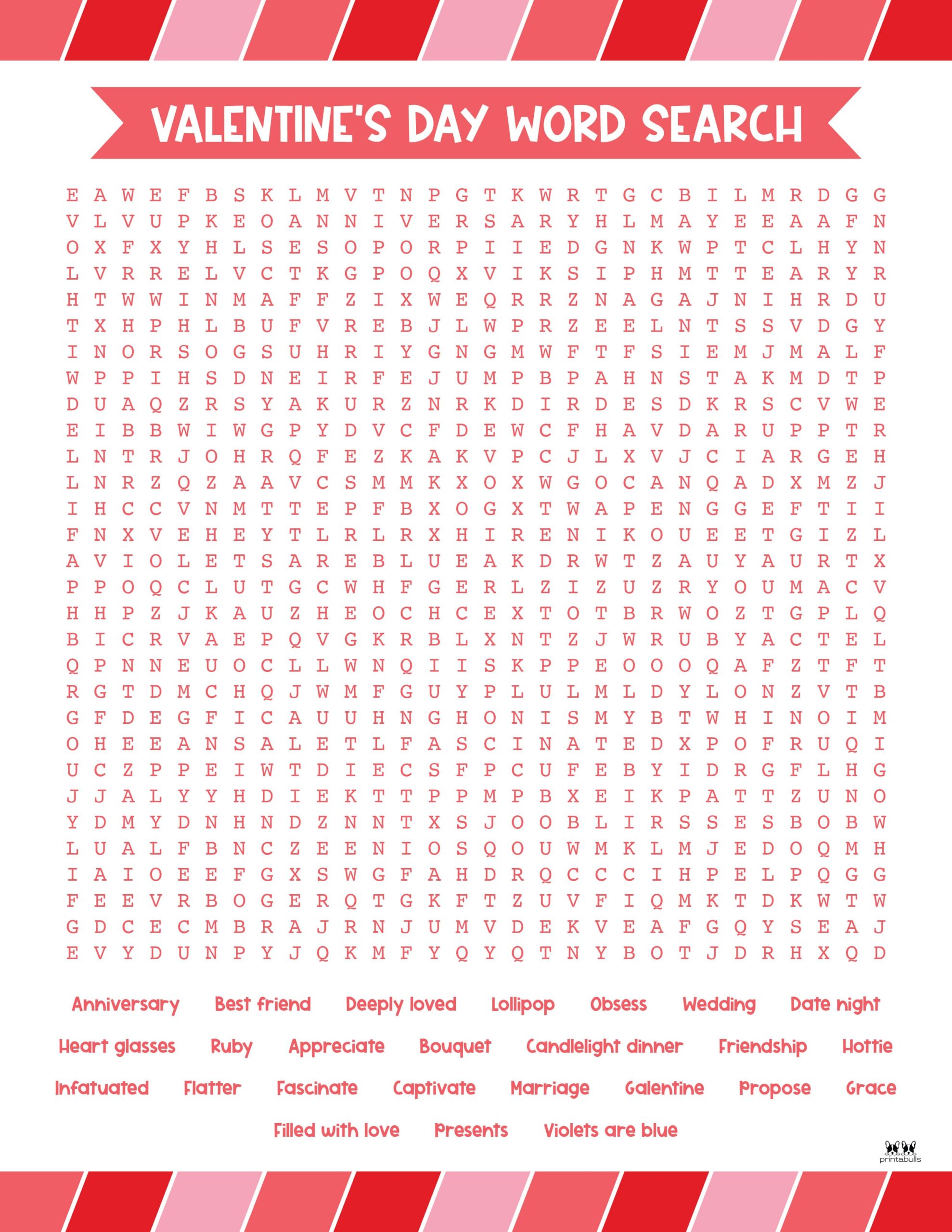 Valentine's Day Word Searches - 20 FREE Pages | Printabulls