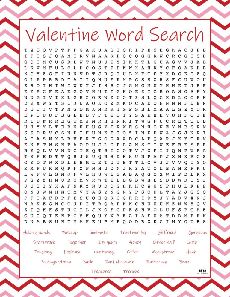 Valentine's Day Word Searches - 20 FREE Pages | Printabulls