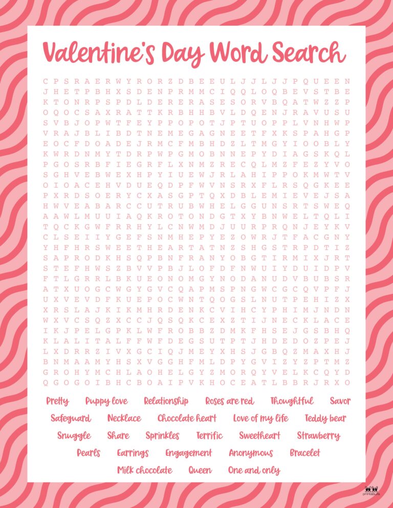Valentine's Day Word Searches - 20 FREE Pages | Printabulls