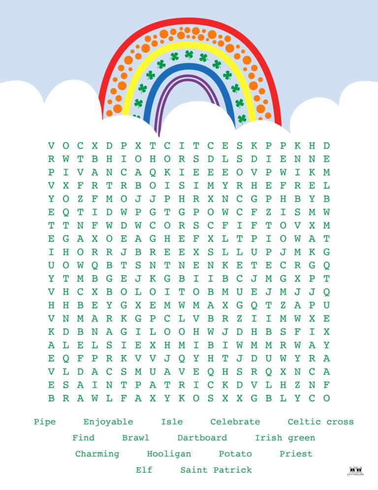 St. Patrick's Day Word Searches - 20 Pages | Printabulls