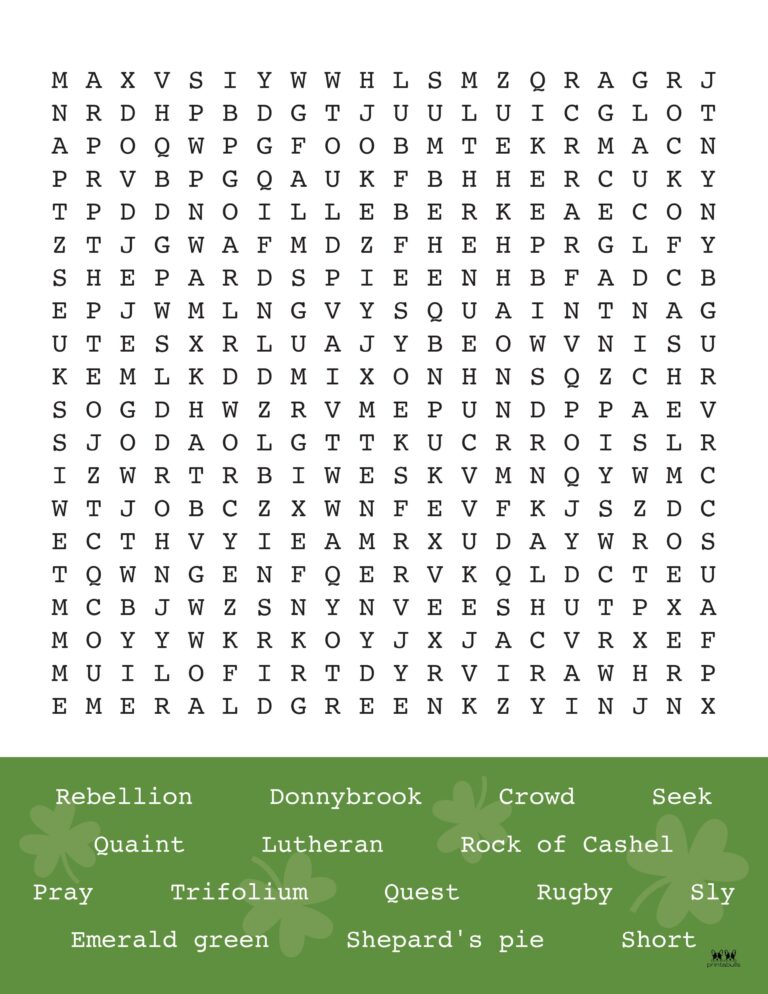 St. Patrick's Day Word Searches - 20 Pages | Printabulls