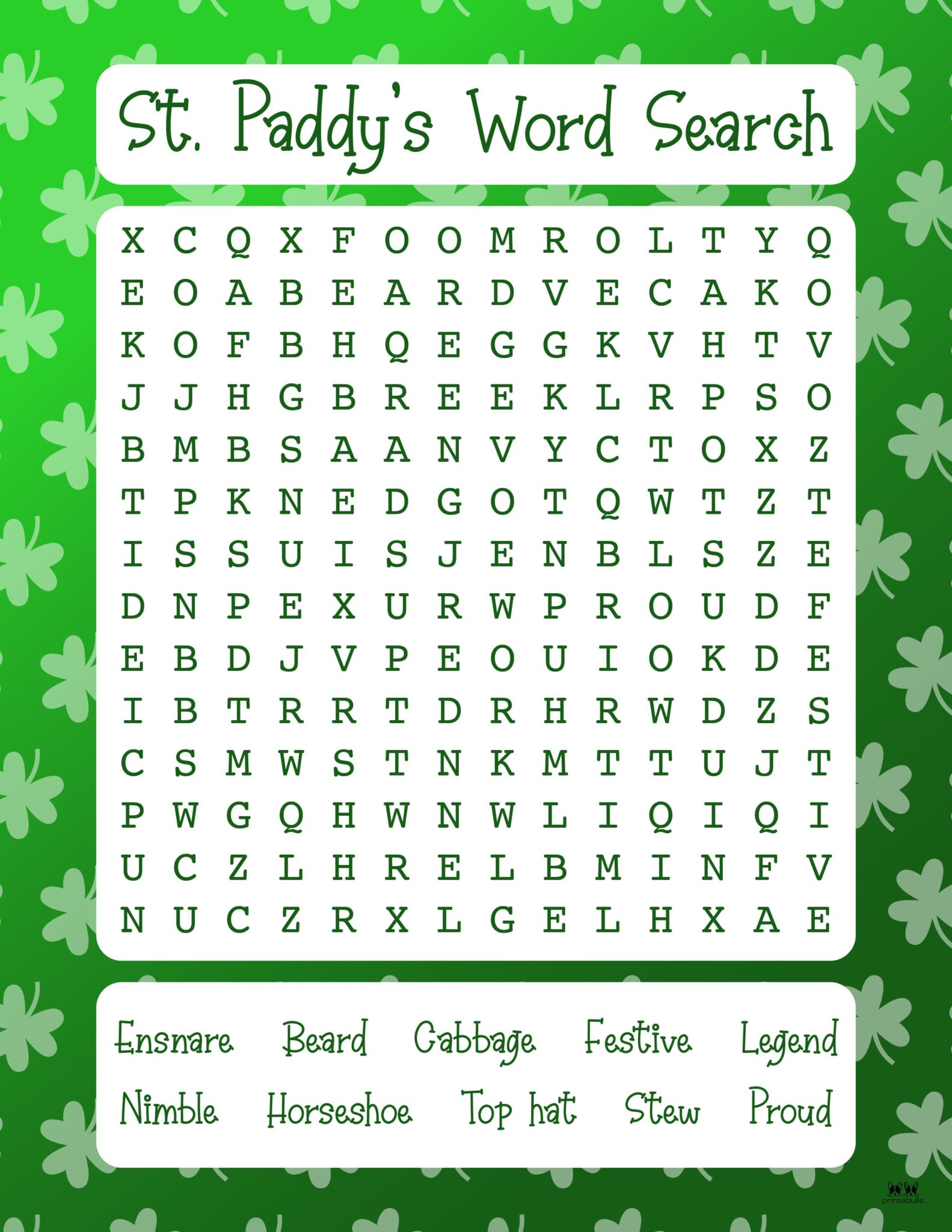 St. Patrick's Day Word Searches - 20 Pages | Printabulls