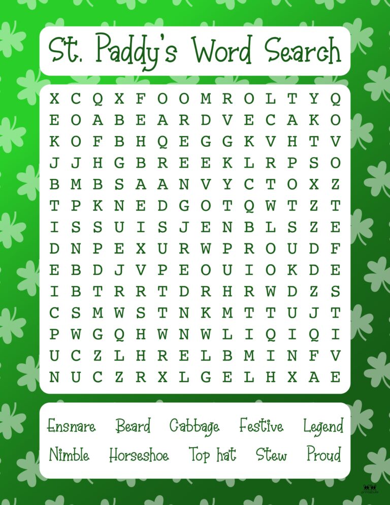 St. Patrick's Day Word Searches - 20 Pages | Printabulls