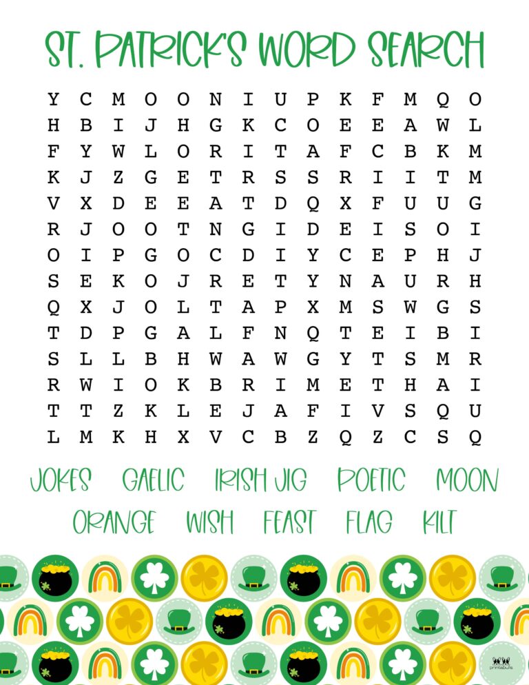 St. Patrick's Day Word Searches - 20 Pages | Printabulls