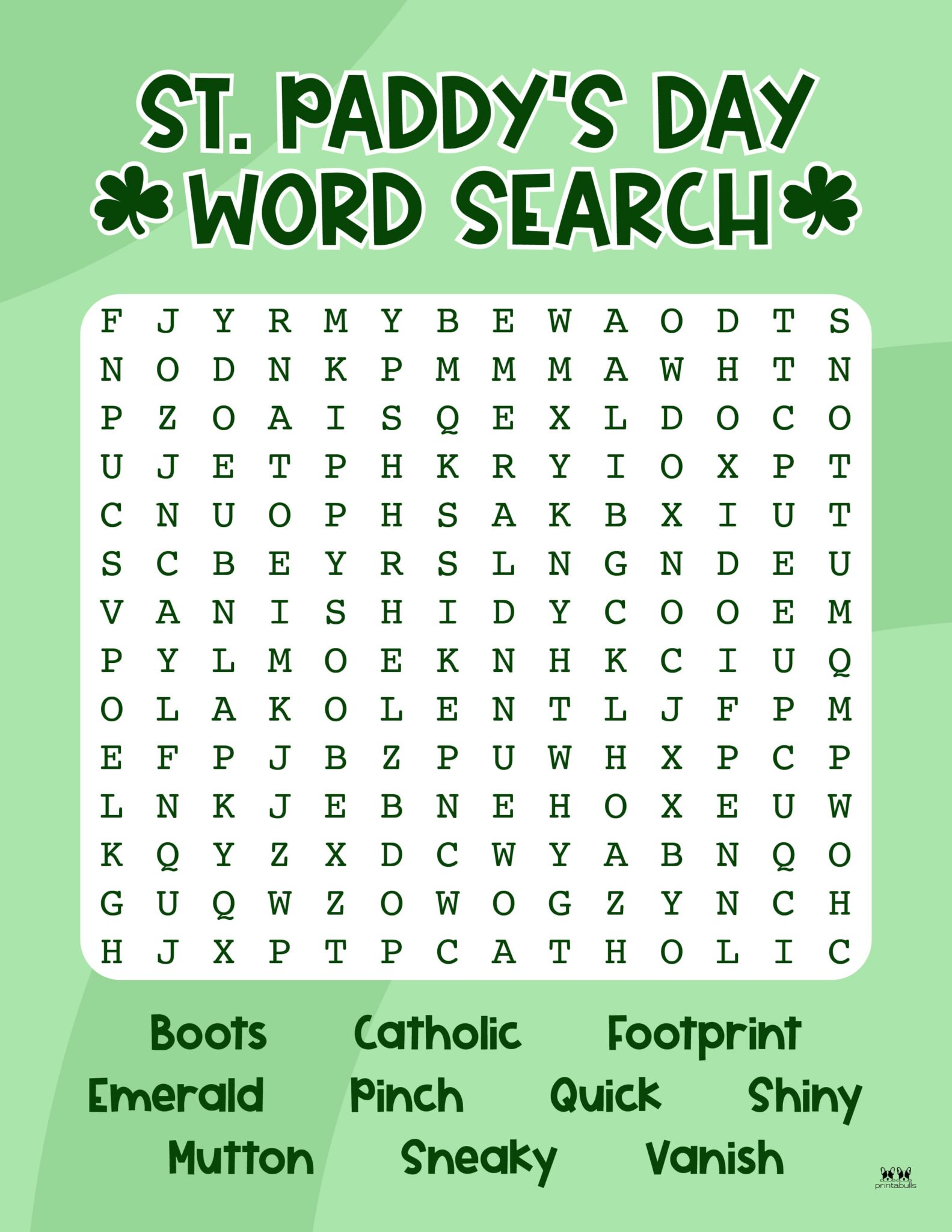 St. Patrick's Day Word Searches - 20 Pages | Printabulls