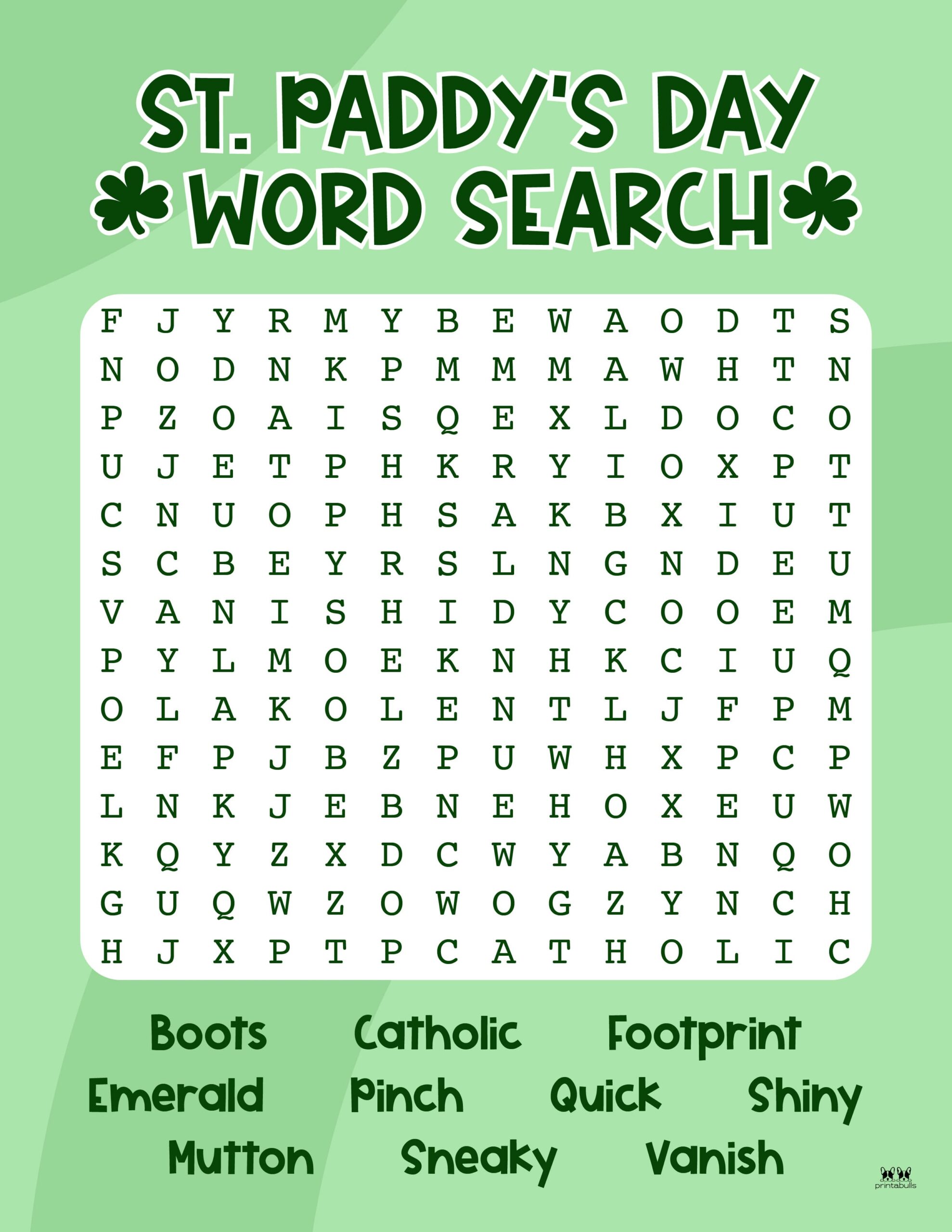 St. Patrick's Day Word Searches - 20 Pages | Printabulls