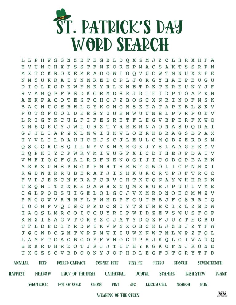 St. Patrick's Day Word Searches - 20 Pages | Printabulls