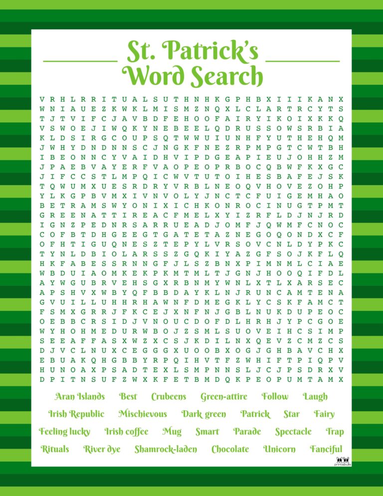 St. Patrick's Day Word Searches - 20 Pages | Printabulls