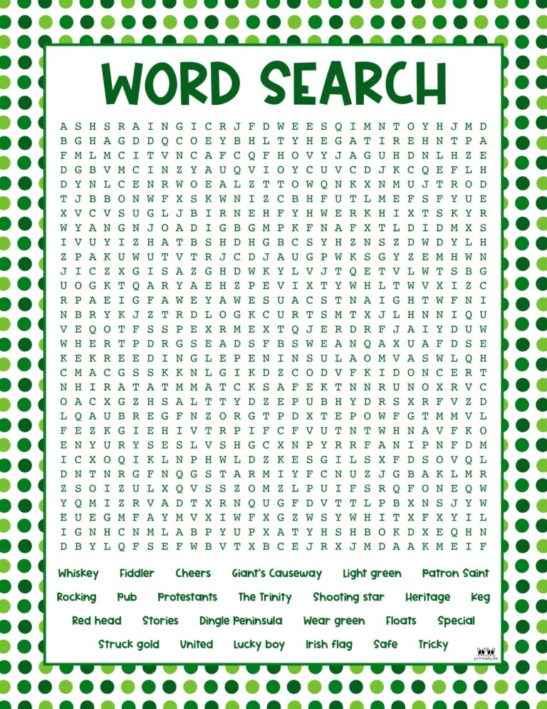 St. Patrick's Day Word Searches - 20 Pages | Printabulls