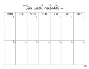 2 Week Calendars - 151 FREE Calendars | Printabulls